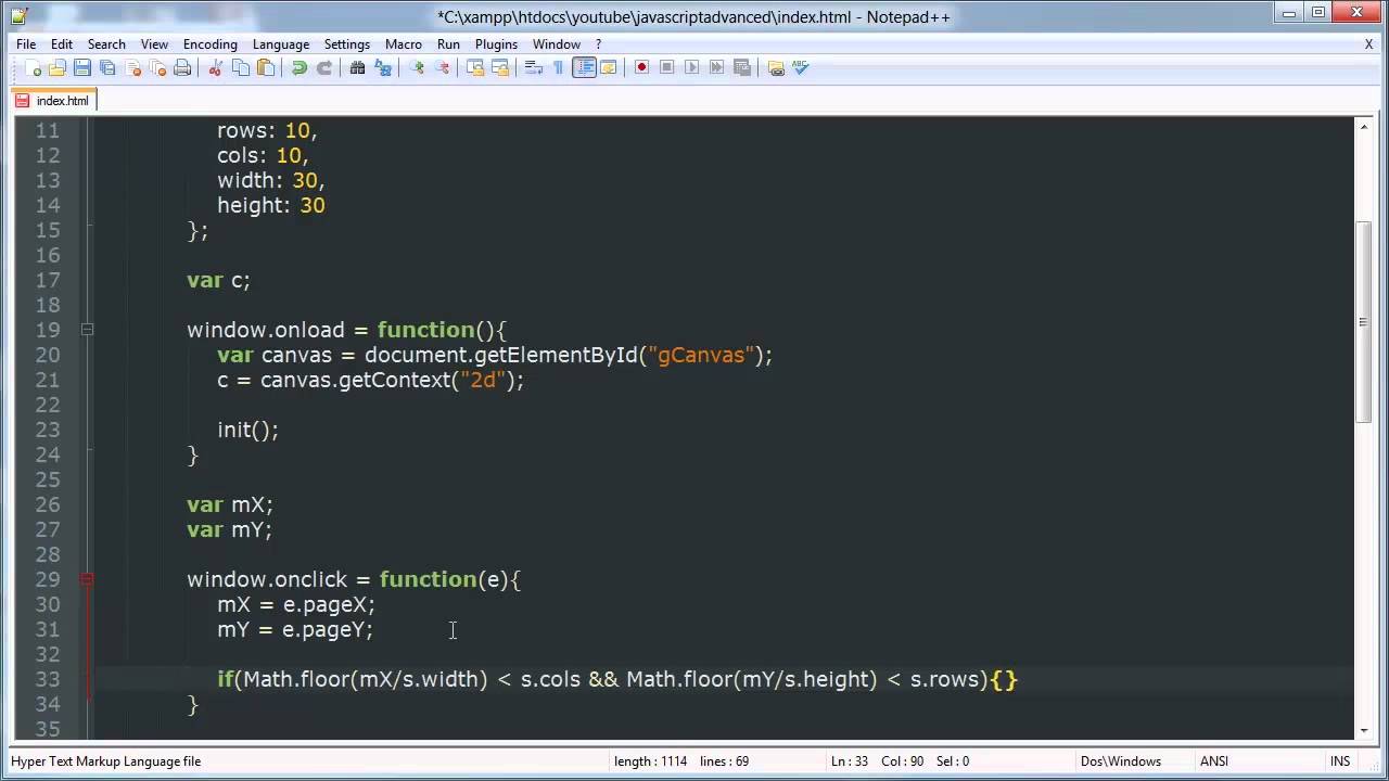 Click Event - Minesweeper JavaScript & Canvas Game Development Tutorial 3