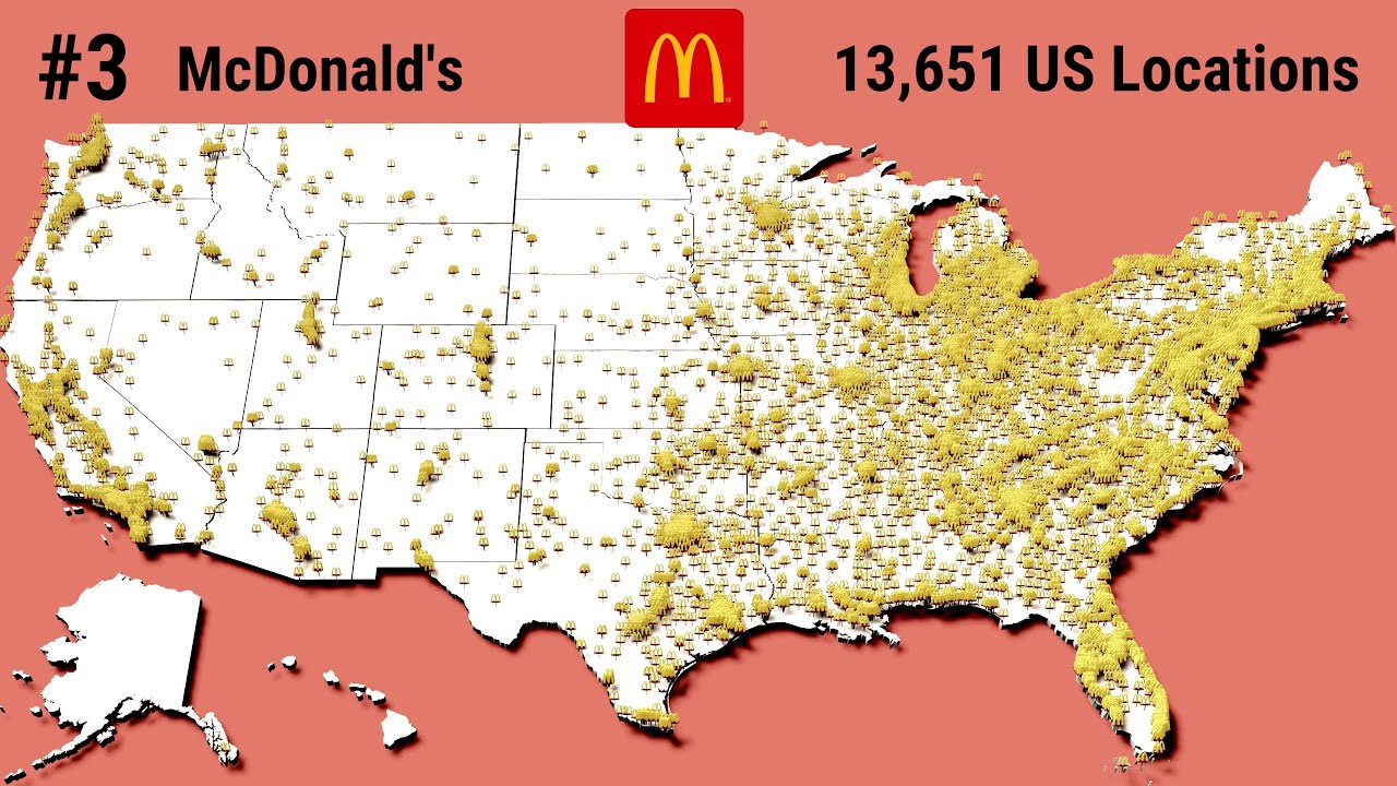 Map Comparison - The 30 Biggest US Fast Food Chains