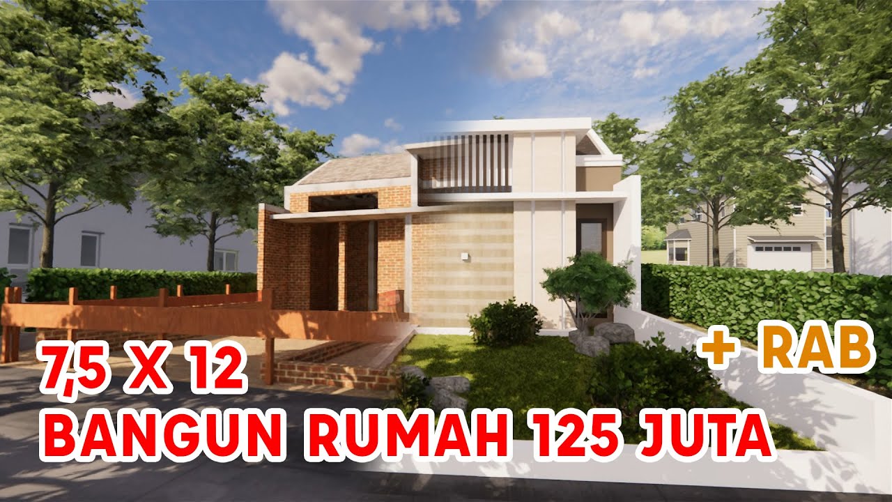 desain rumah minimalis 7,5 x 12 Meter - Lengkap dengan RAB dan Tahapan Pembangunan Konstruksi