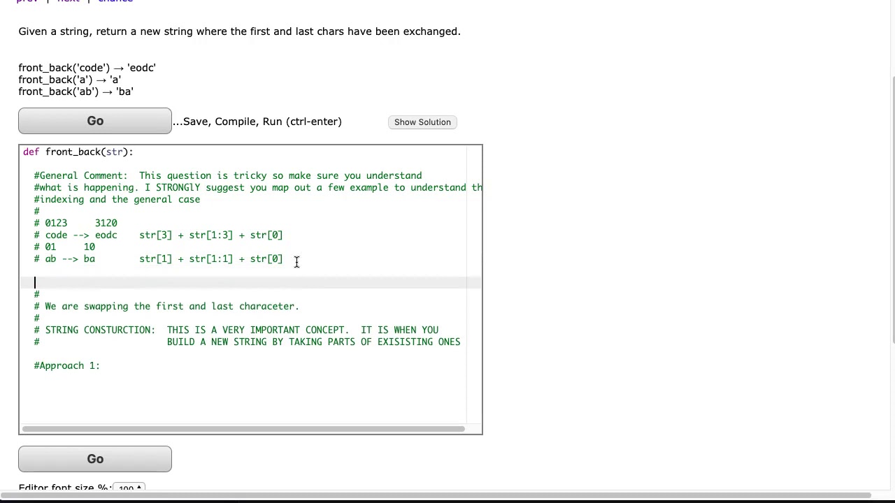 Codingbat - front_back (Python)
