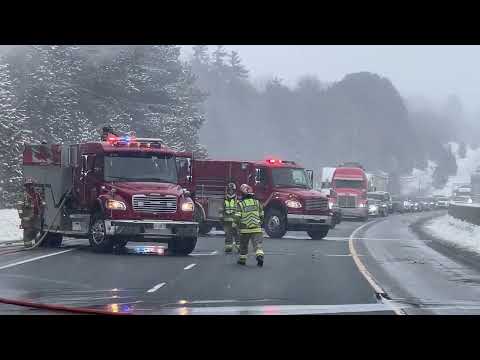 February 17, 2025 Transport Truck Tire Fire Highway 401 Cramahe Township