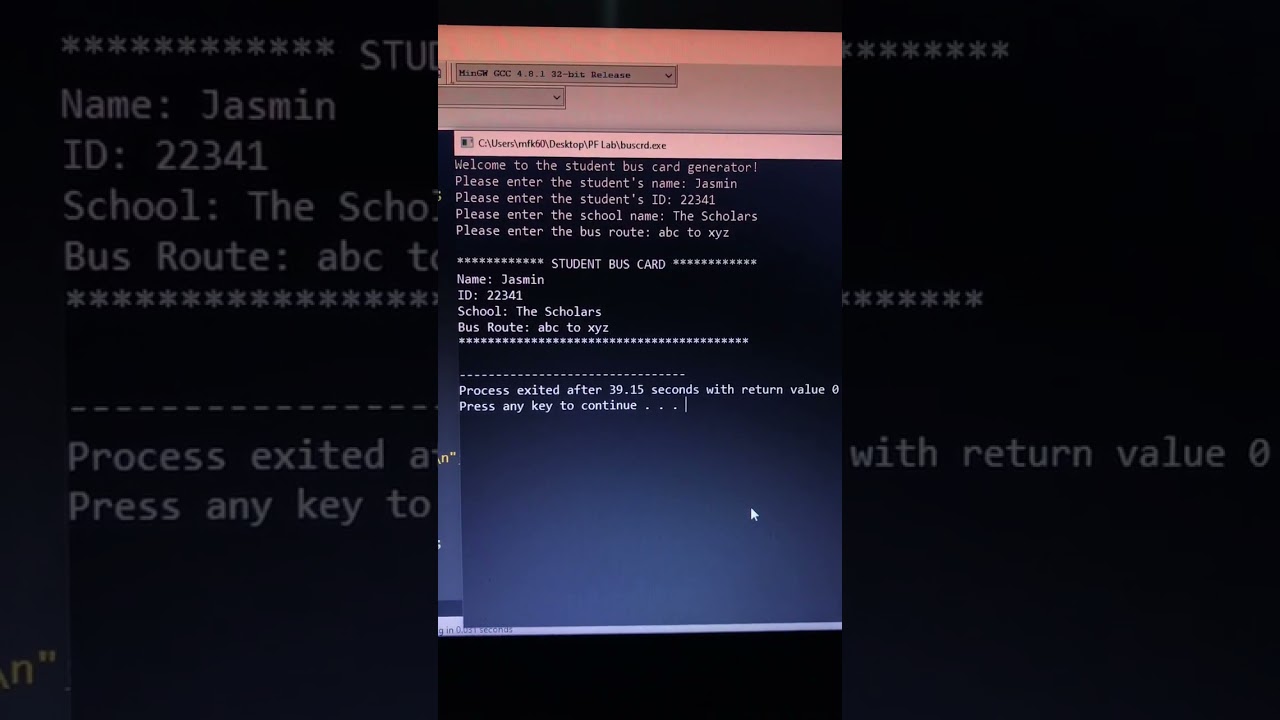 bus card output c++#coders #codelife #codemasters #codinglife #codingninja #coding #code #coders
