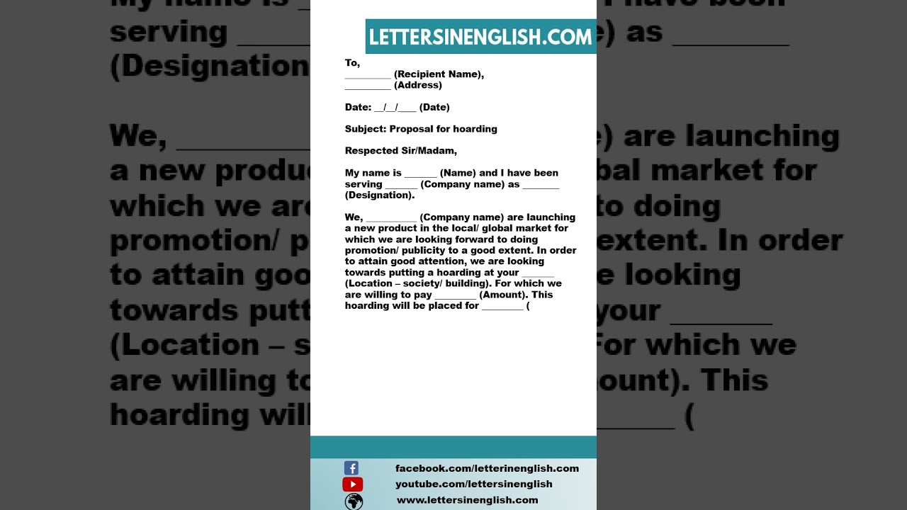 Proposal Letter for Hoarding - Sample Proposal Letter Regarding Hoarding