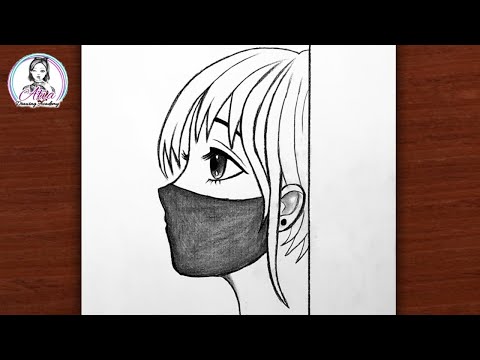 Easy Anime Drawing | Easy Anime Drawing with Pencil Drawing | How to Draw Anime Girl wearing Mask