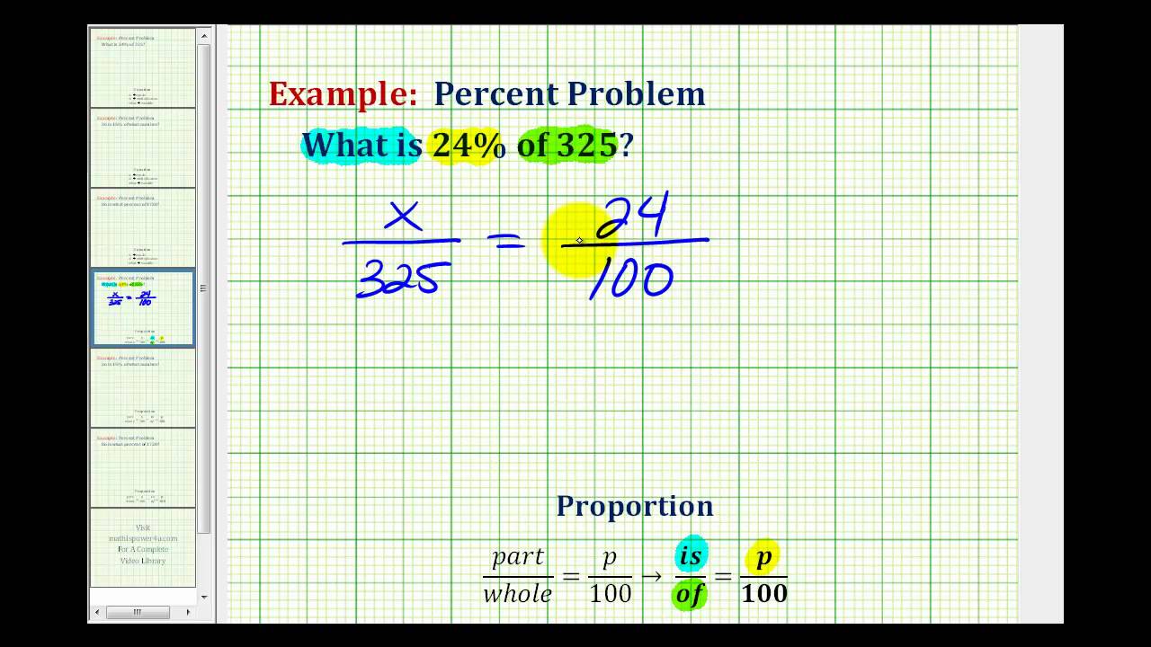 Example 1:  Solve a Percent Problem Using a Percent Proportion