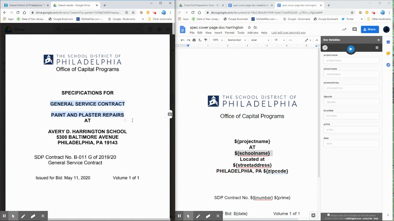 doc variables front end spec test
