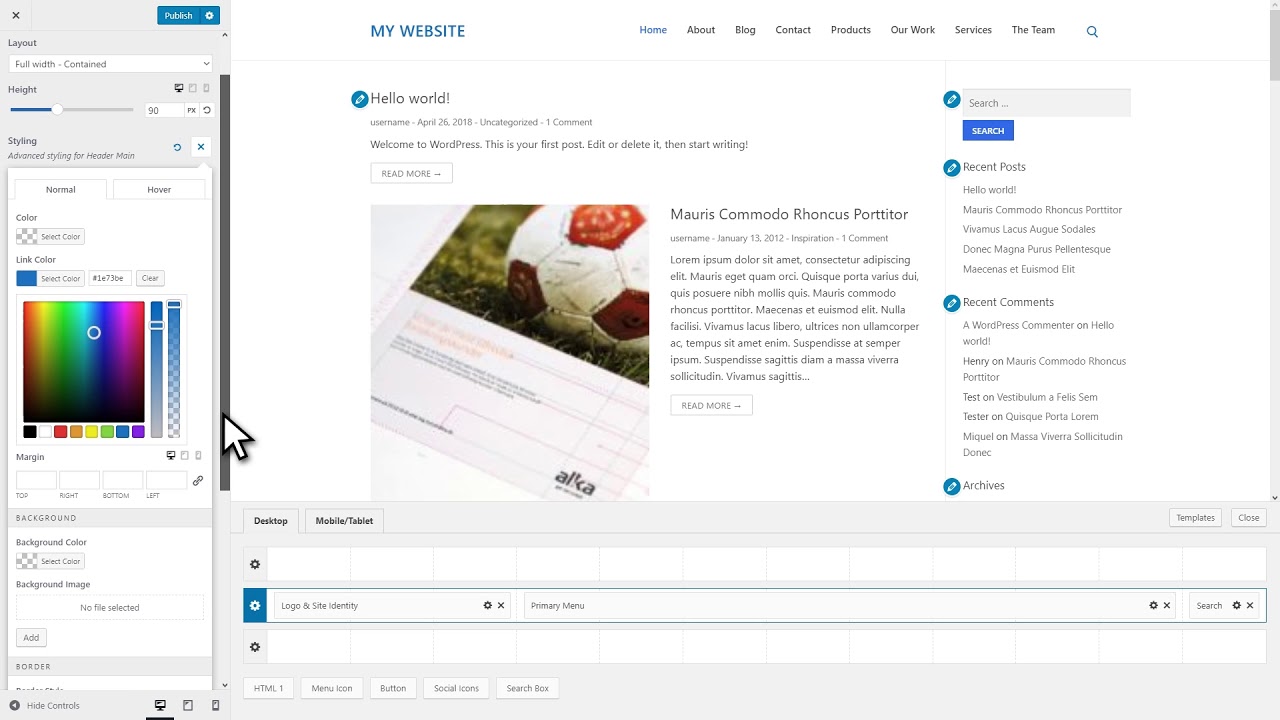 Getting started with Customify Header & Footer builder