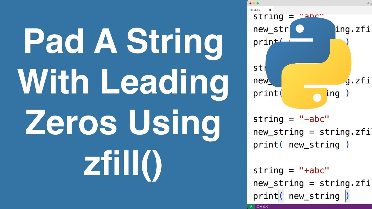 zfill() String Method | Python Tutorial