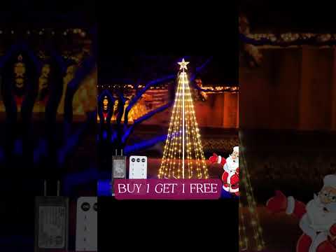 Christmas Cone Tree Light, 7ft 295 LED Light Show Christmas Tree #porchlight #holidaylighting