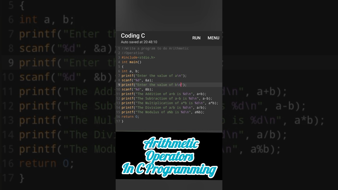 Arithmetic Operations in C-Programming with examples #arithmeticoperations #cprogram
