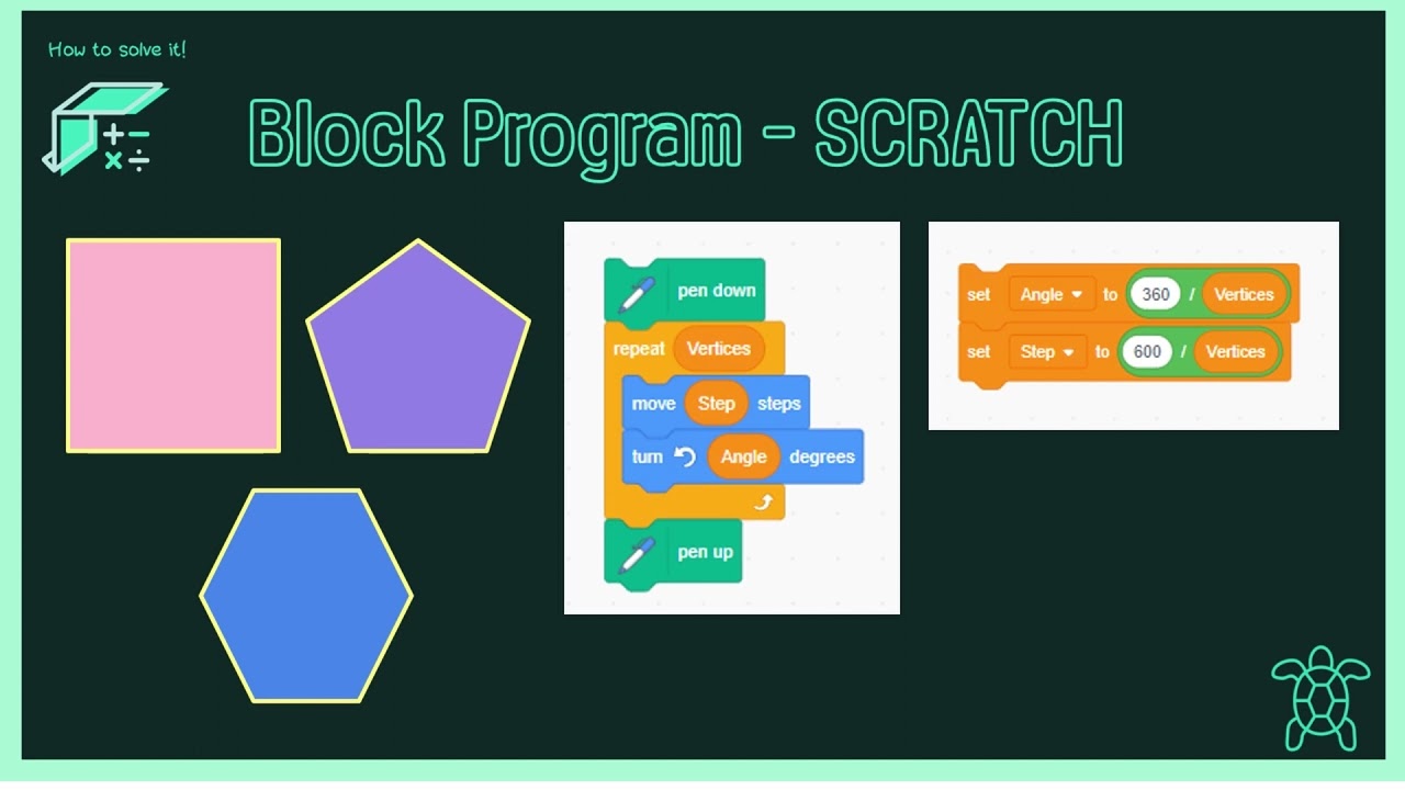 How to draw a regular polygon by coding (SCRATCH & Python)