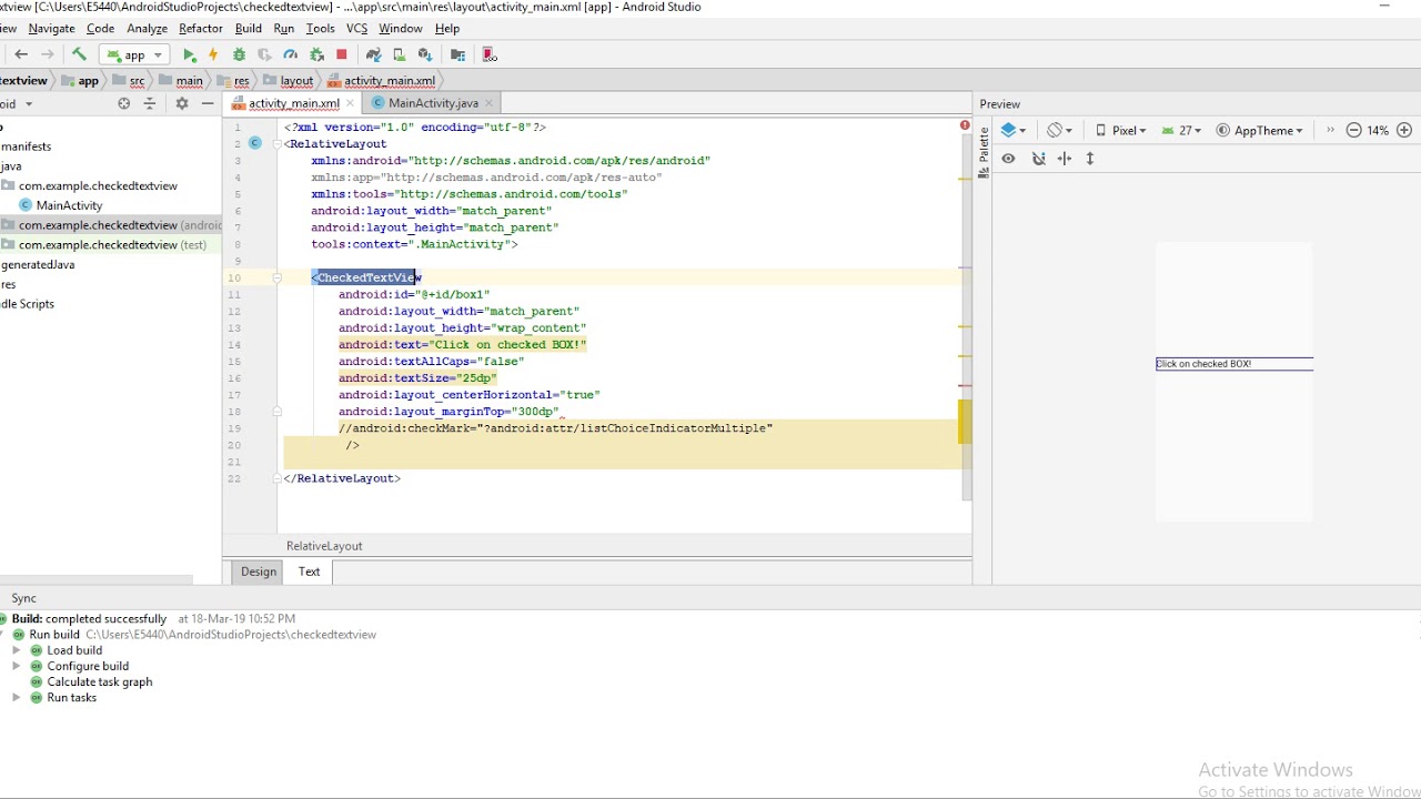 CheckedTextView in Android Studio