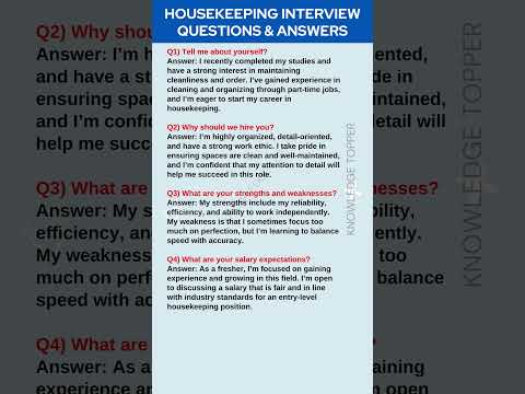 Housekeeping Interview Questions and Answers | Housekeeper Interview Questions and Answers