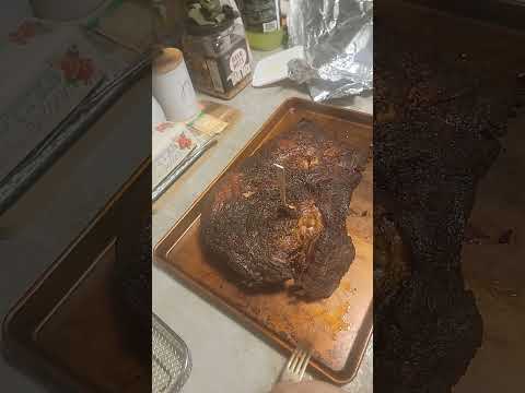 Brisket cooked in the oven.