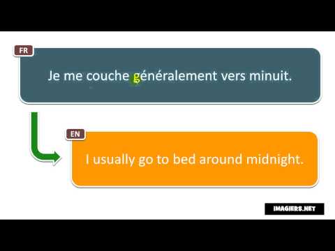 Say it in French = I usually go to bed around midnight