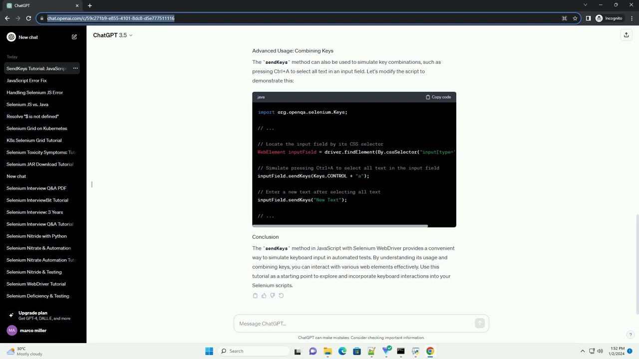 sendkeys javascript selenium java