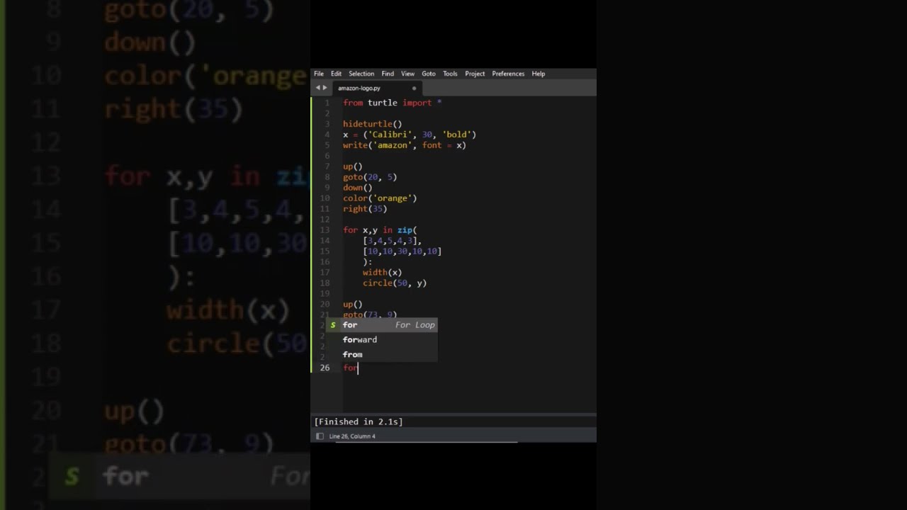Draw Amazon Logo Design Using Python Turtle 😎 | Python Tutorial #shorts