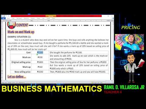 BUSINESS MATH - PRICING
