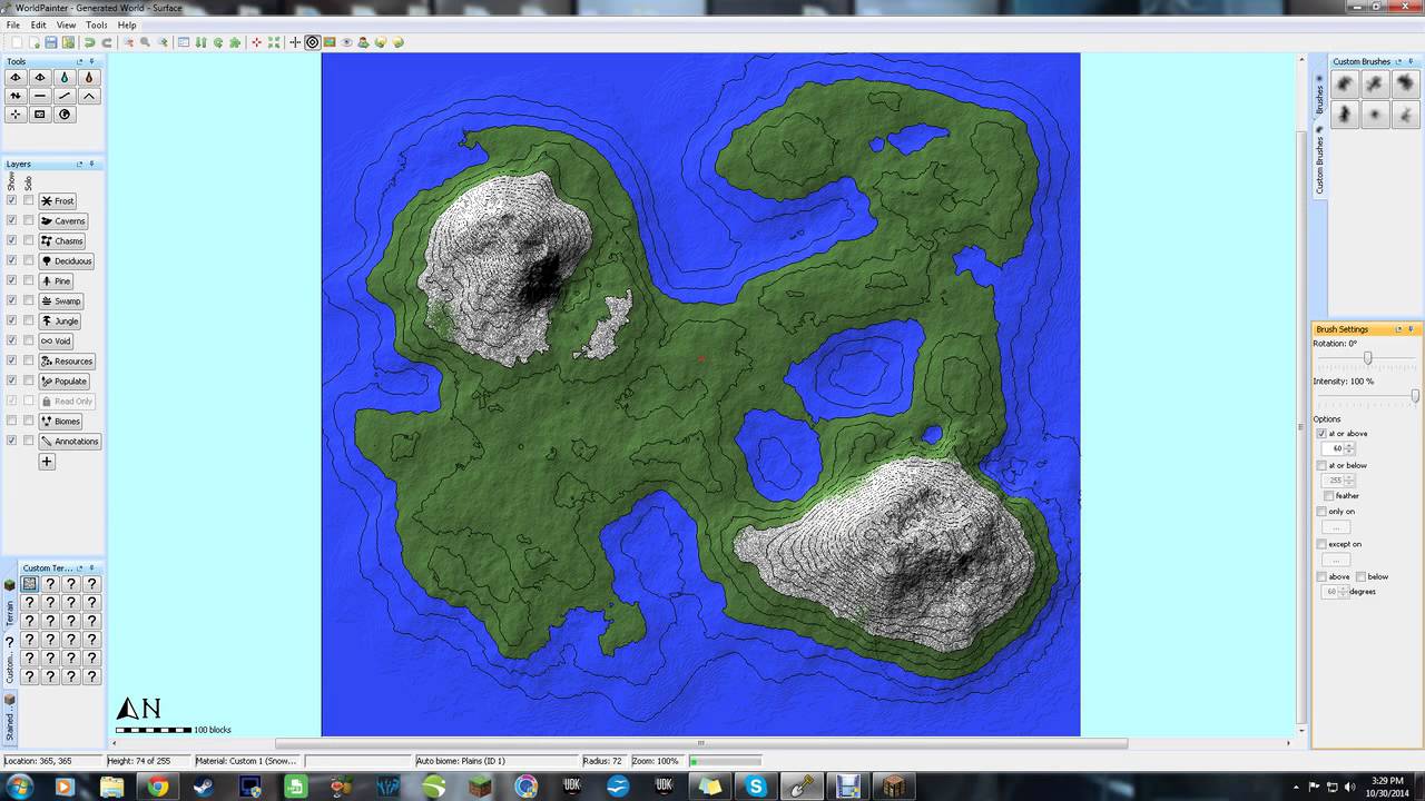 WORLD PAINTER TUTORIAL - Part 1 - Custom Brushes, Mountains, Beaches, and Roads!