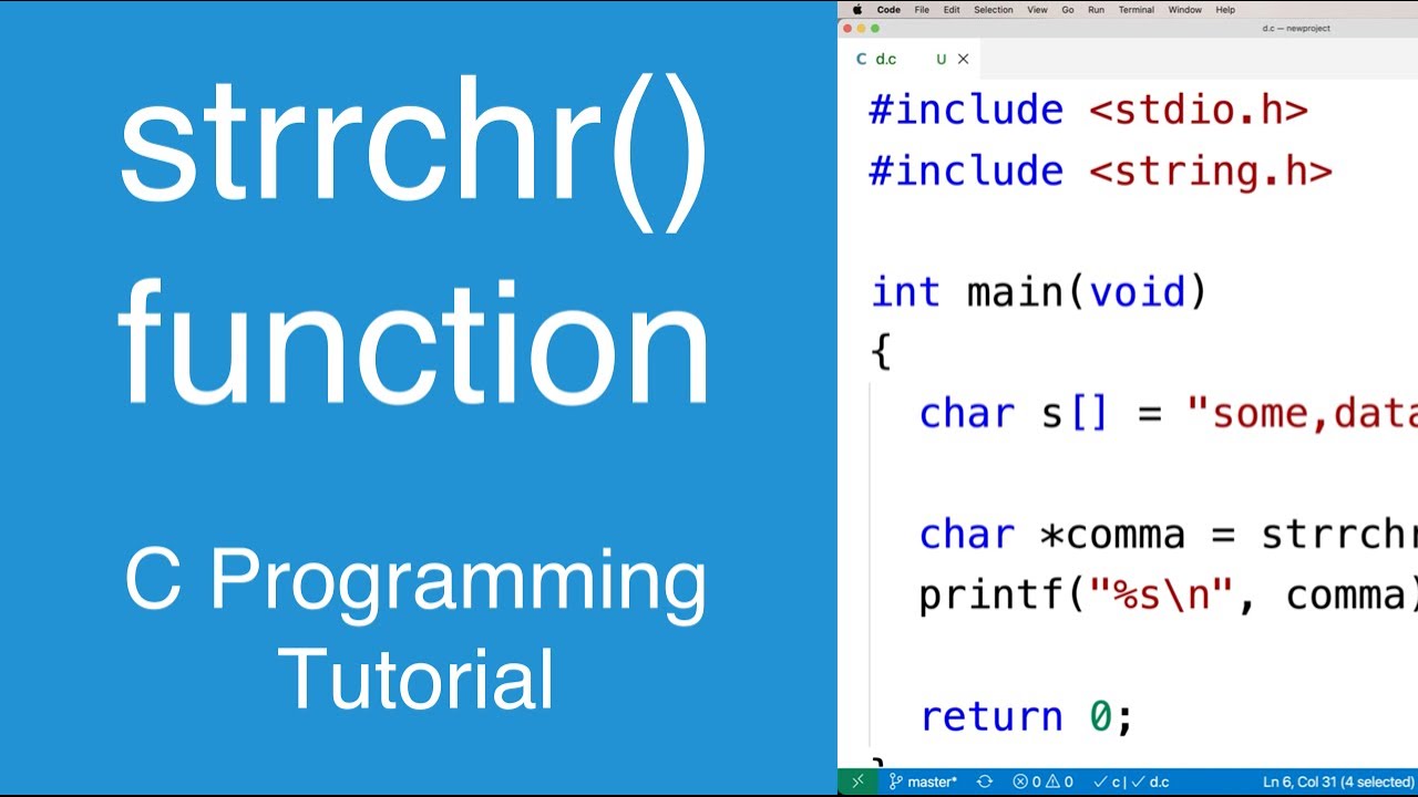 strrchr() function | C Programming Tutorial