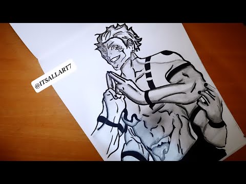 Drawing - sukuna true form full body// speed drawing - sukuna true form full body//