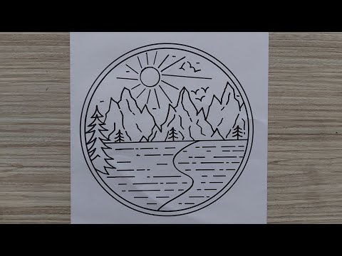 How to draw a beautiful Nature scenery easy | easy scenery drawing ideas for beginners