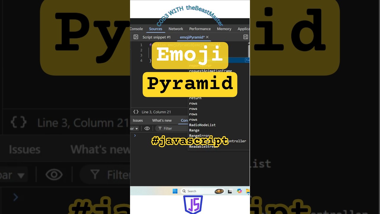 create an emoji pyramid #javascript