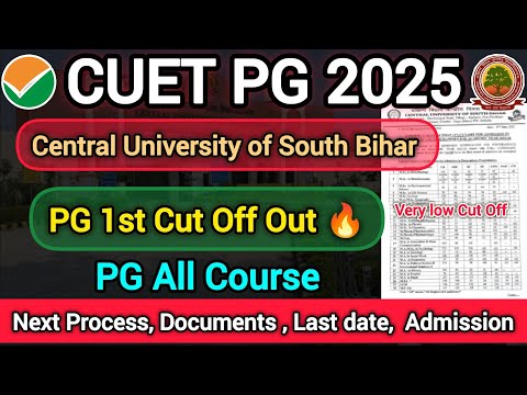 🚨CUSB PG 1st Cut Off Out ✅| All Courses| Fee Payment | Documents | किसका Admission होगा | CUET PG