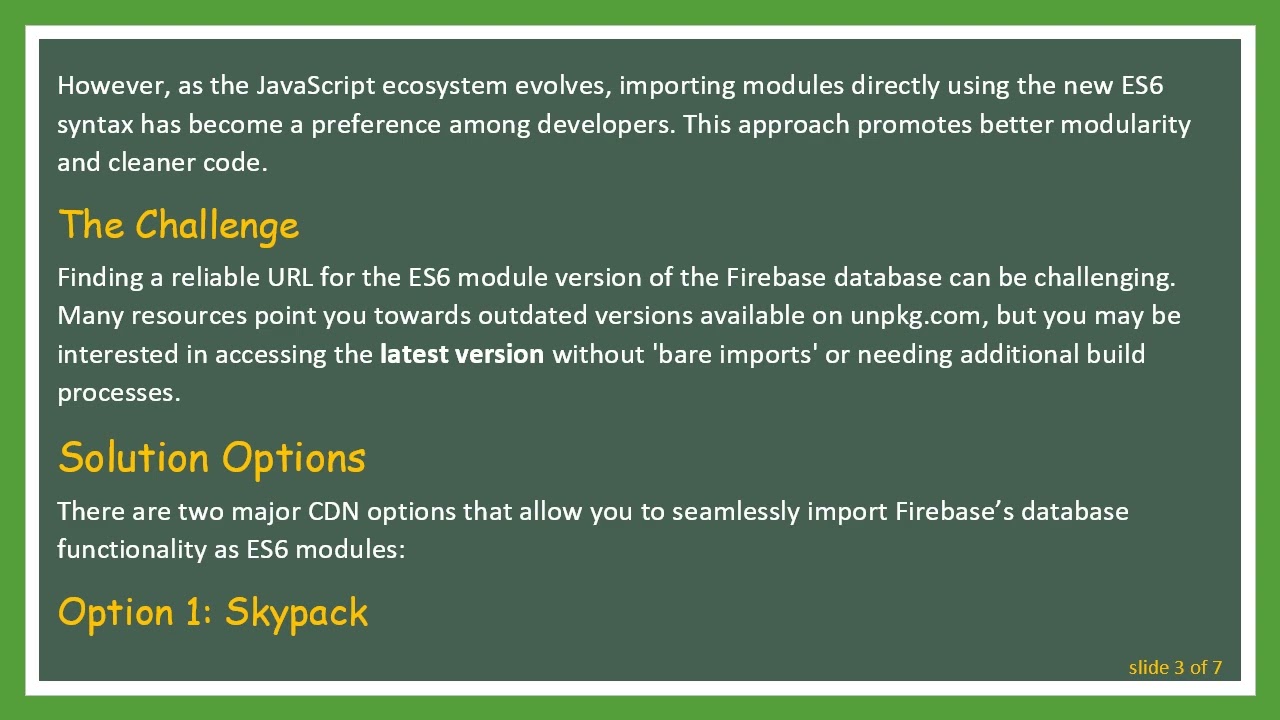 How to Import Firebase-DATABASE as an ES6 Module