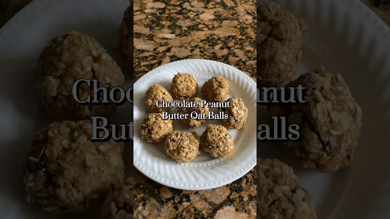 Chocolate Peanut Butter Oat Balls 🍫🥜 #food #shorts #foodshorts #chocolatechips #peanutbutter #oats