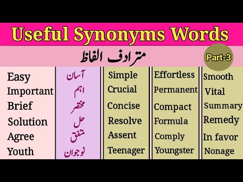 Synonyms words with Urdu meaning (Part-3) | Most common and useful words with multiple synonyms
