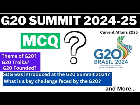G20 Summit 2024-25 MCQ | G20 Summit Current Affairs | Current Affairs MCQ 2025 #g20 #currentaffairs