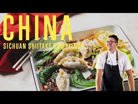 EASIEST CHINESE DUMPLINGS EVER! Shiitake dumplings with Sichuan black vinegar sauce and Greens