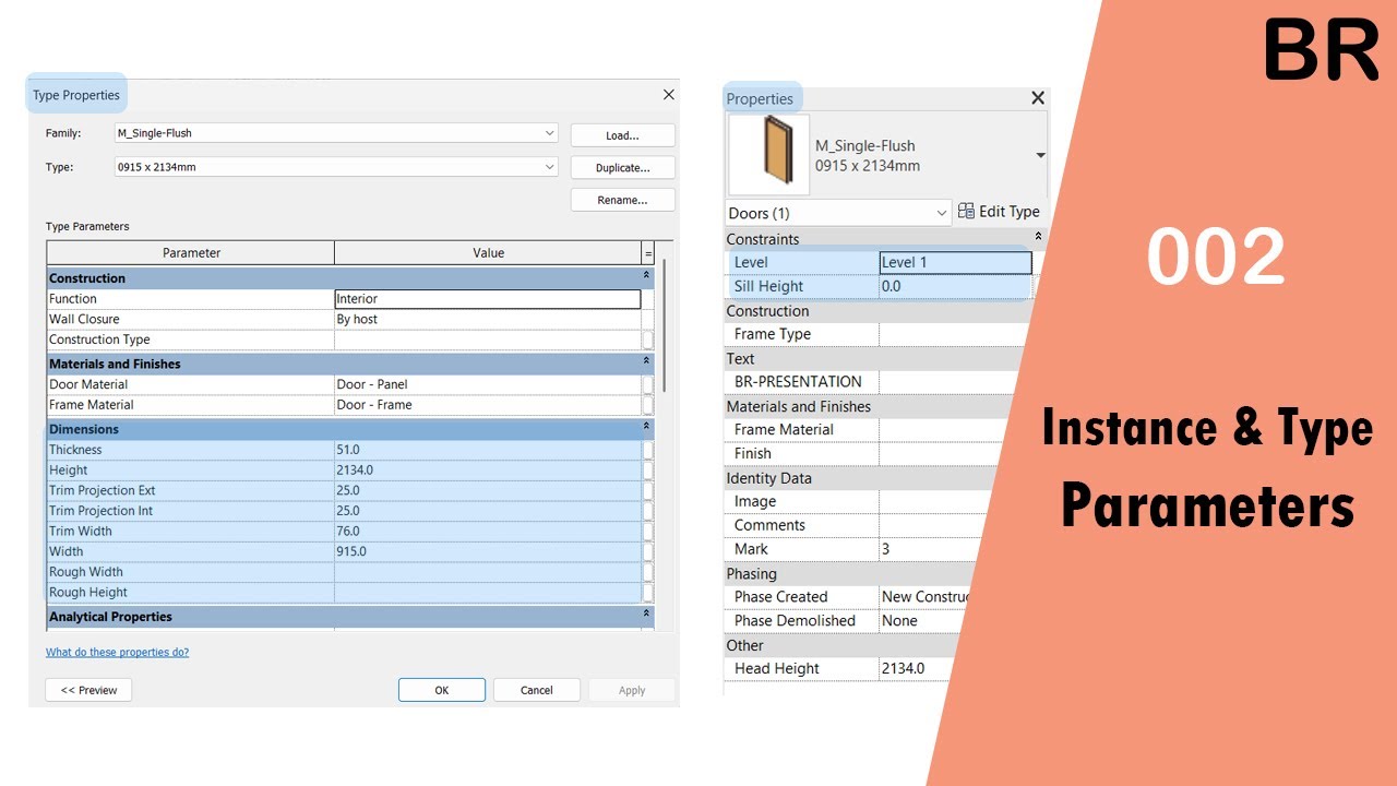 Revit Course | 002 | Instance and Type Parameters