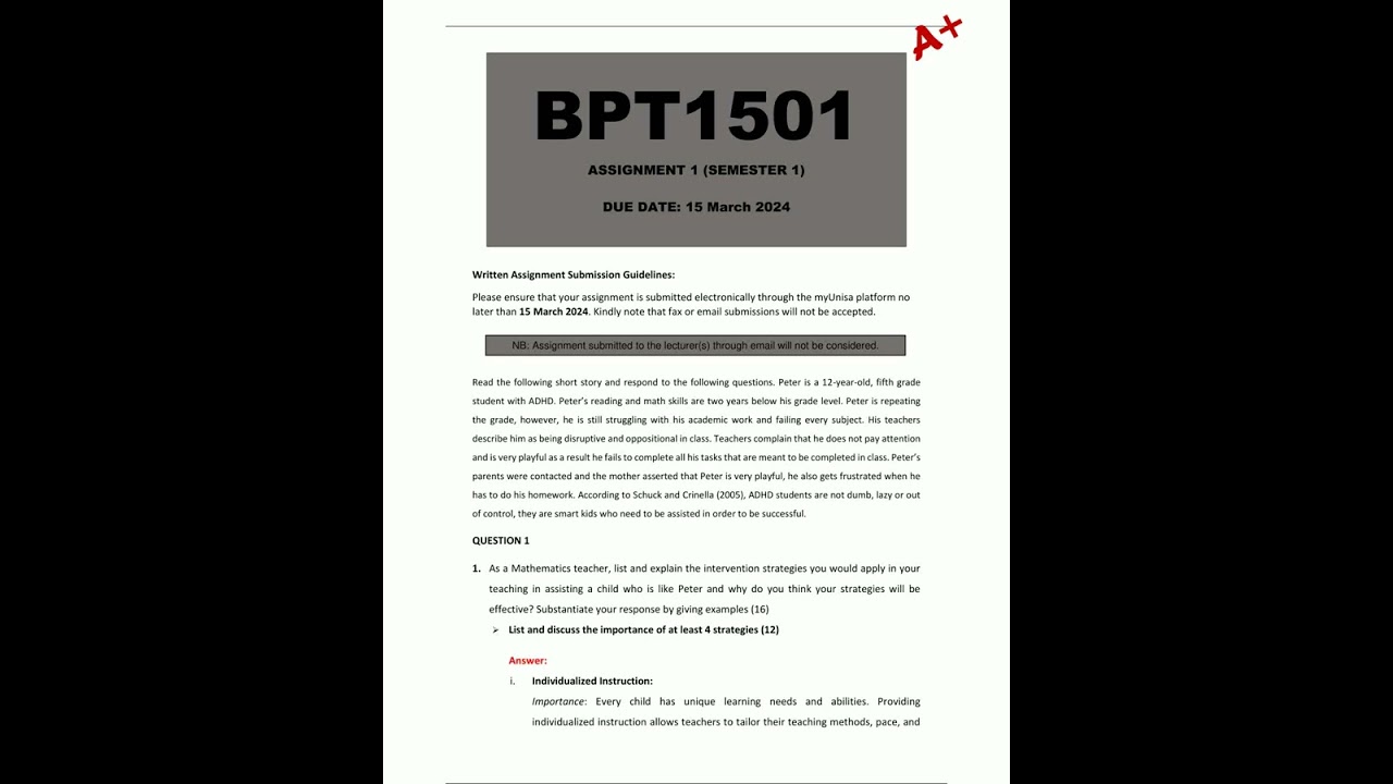 BPT1501 Assignment 1 Answers Semester 1 Due 15 March 2024