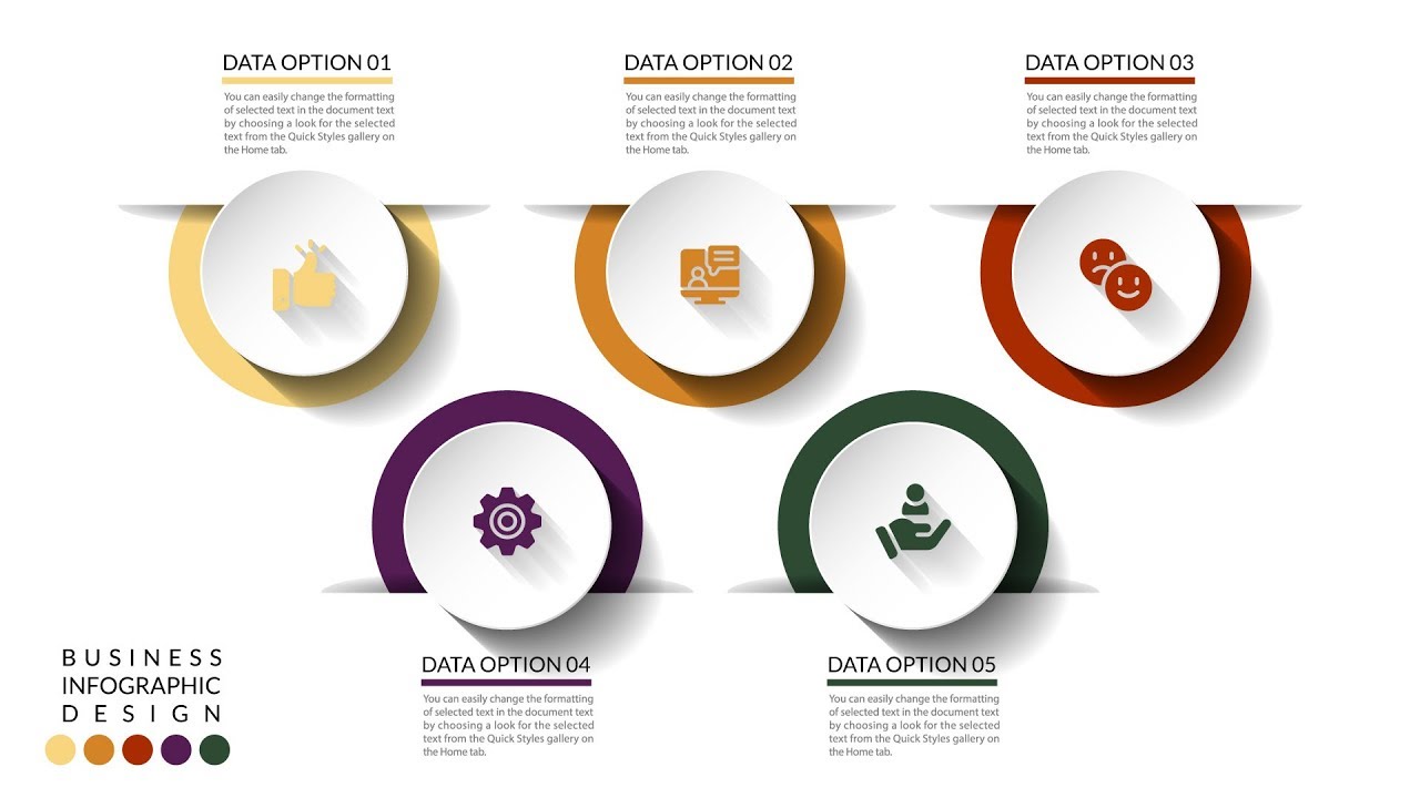 Infographics Template 5 Options With Circle Illustration Tutorial