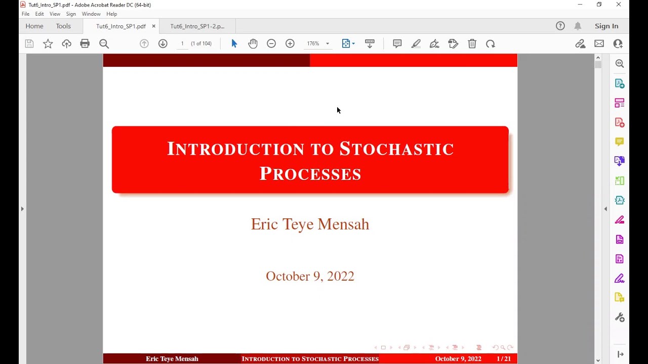 Introduction to Stochastic Processes With Solved Examples  || Tutorial 6 (A)