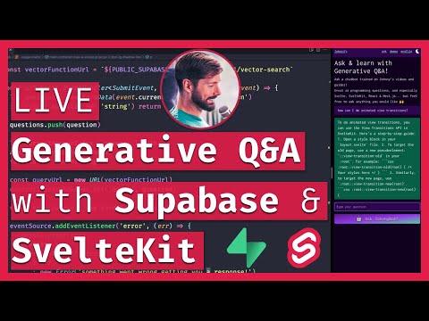 Generative Q&A with Supabase and SvelteKit ???? Patreon-like Service Part 8 ???? LIVE Coding & Chill