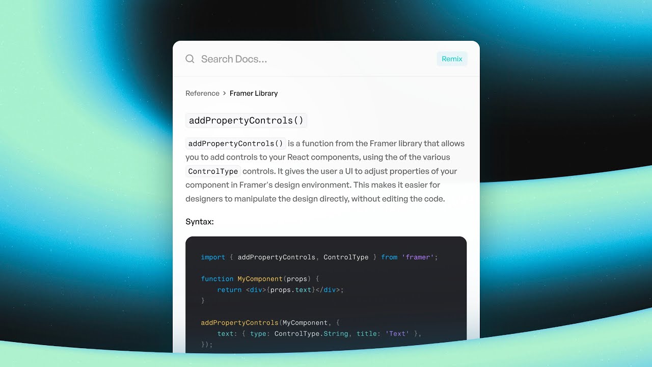 Framer Update: Code Blocks & Inline Code