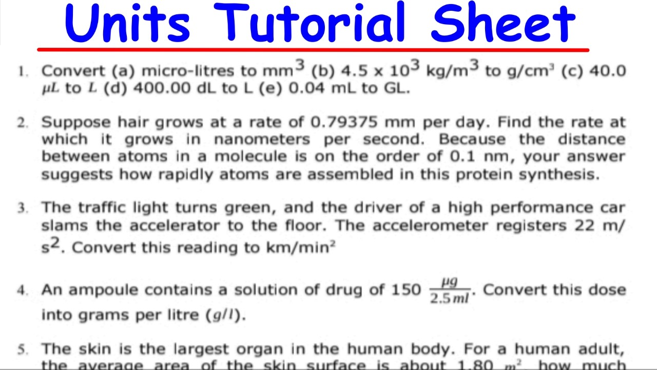 Units & Conversions | Physics Tutorial Sheet 1 Solutions