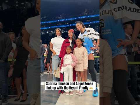 Sabrina Ionescu and Angel Reese with the Bryant family postgame 🙌 (via @WNBA)