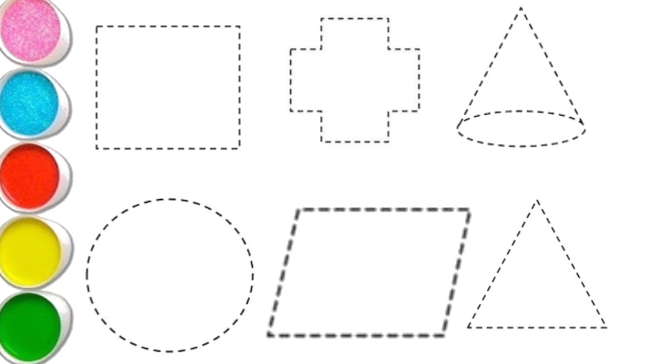 2D Shapes Tracing and Coloring for Kids | Shapes drawing easy | Dotted Line Drawing Activity Video