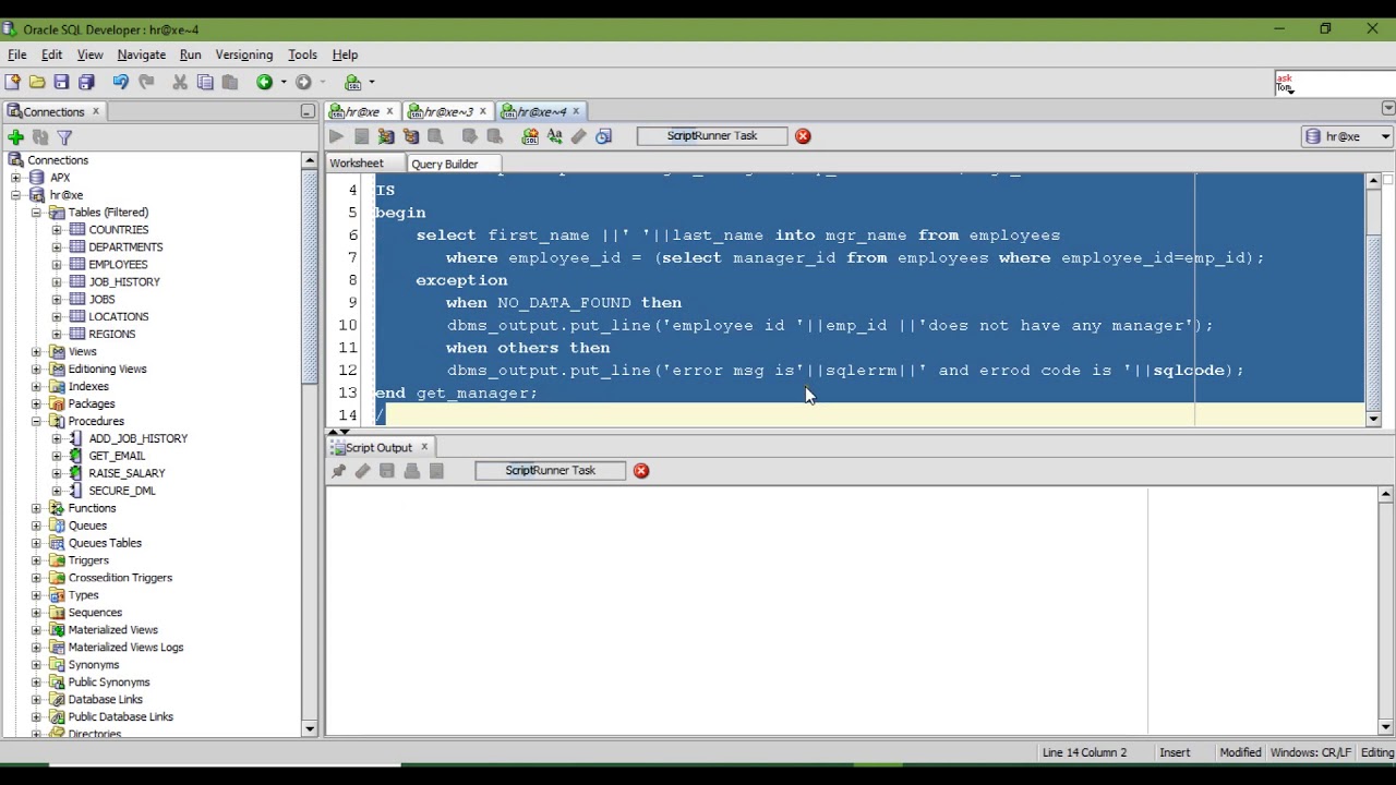 Oracle PLSQL procedure example 2