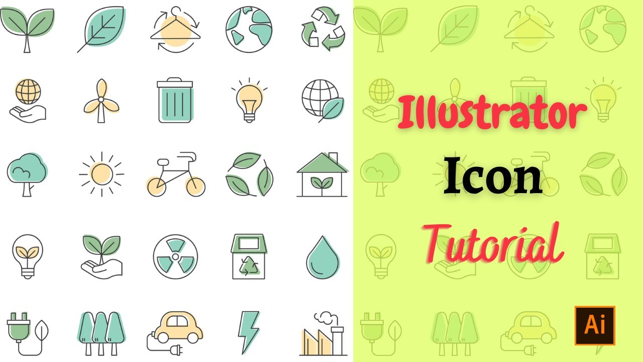 Design 25 Vector Environmental Icons Set With Illustrator | Create Simple Icons in Illustrator