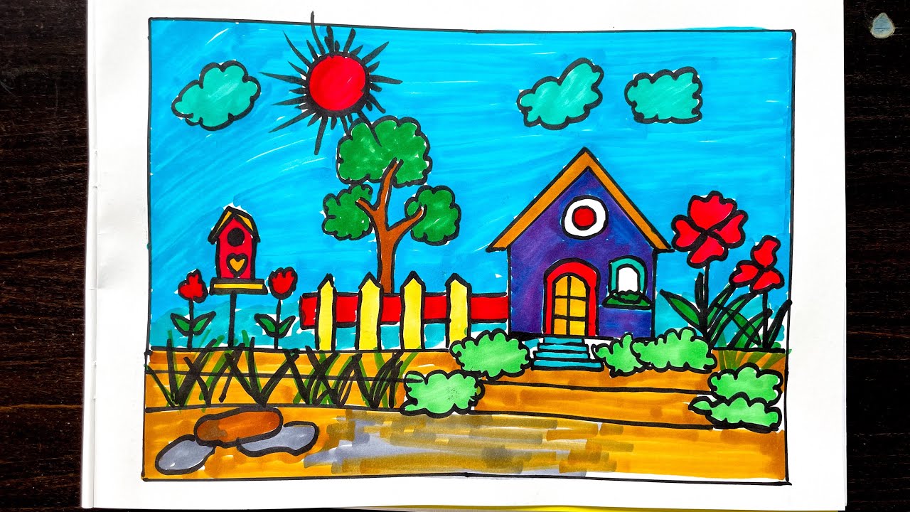 Easy Landscape Drawing for Beginners  - step by step | How to Draw Easy Landscape | Drawing Tutorial