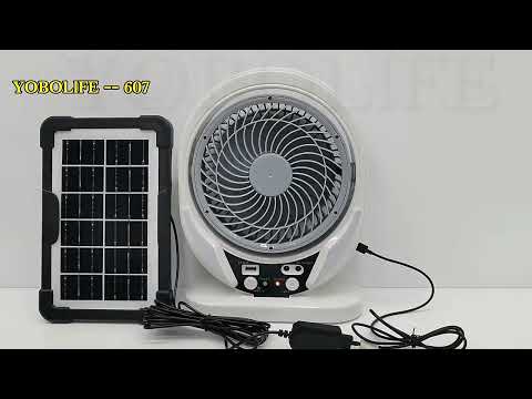 Rechargeable 6 Inch Solar Table Fan LED Light USB Charger With Solar Panel Desk Fan