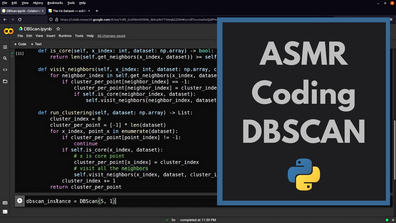 ASMR Coding: DBSCAN clustering algorithm with Python | keyboard typing | soft-spoken