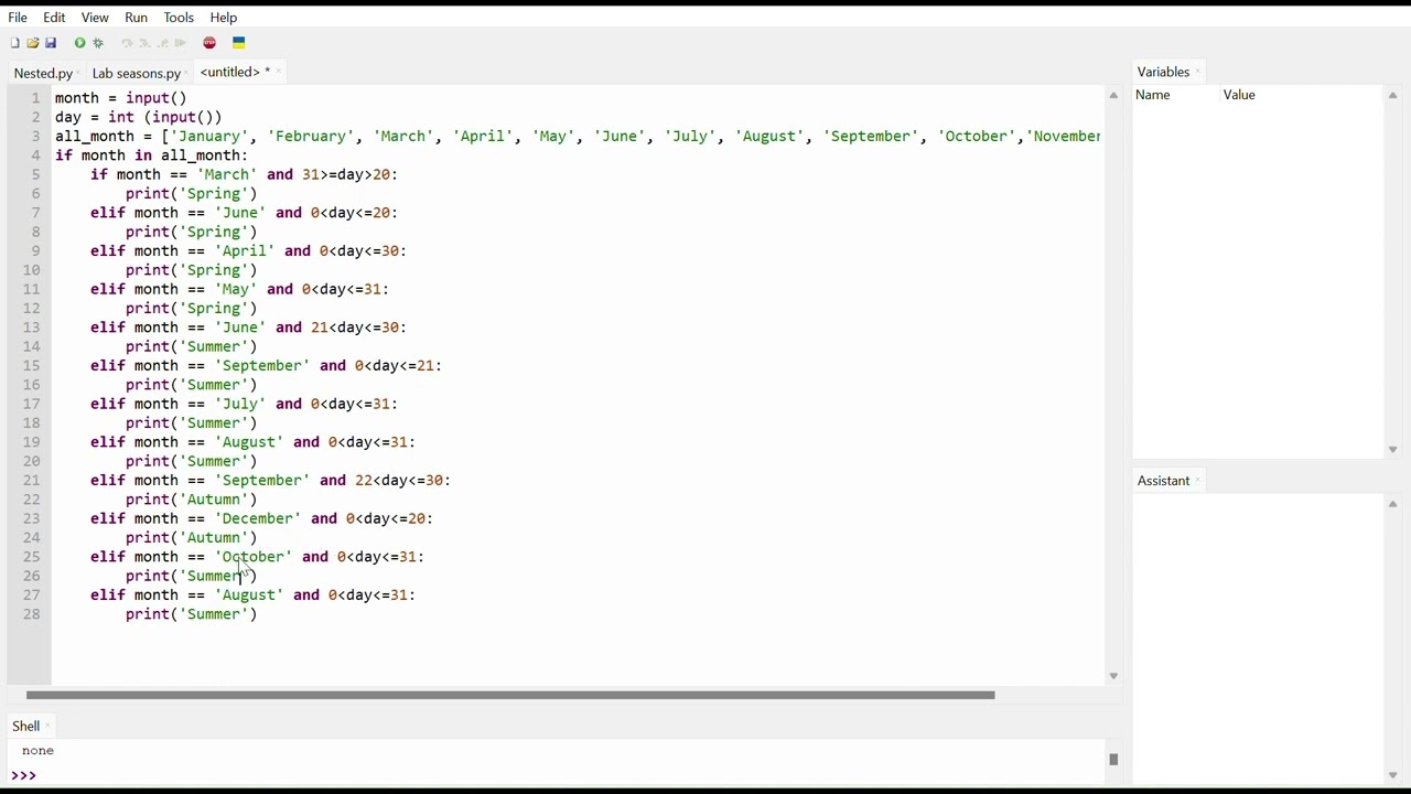 Determining seasons in python