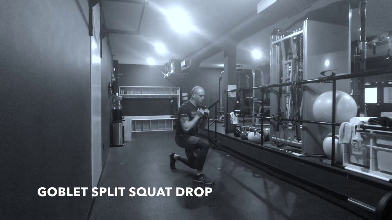 Goblet Split Squat Drop - Upside Strength Exercise Library
