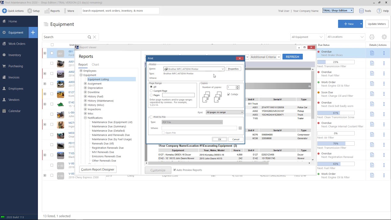 Fleet Maintenance Pro 2020 - Report Basics